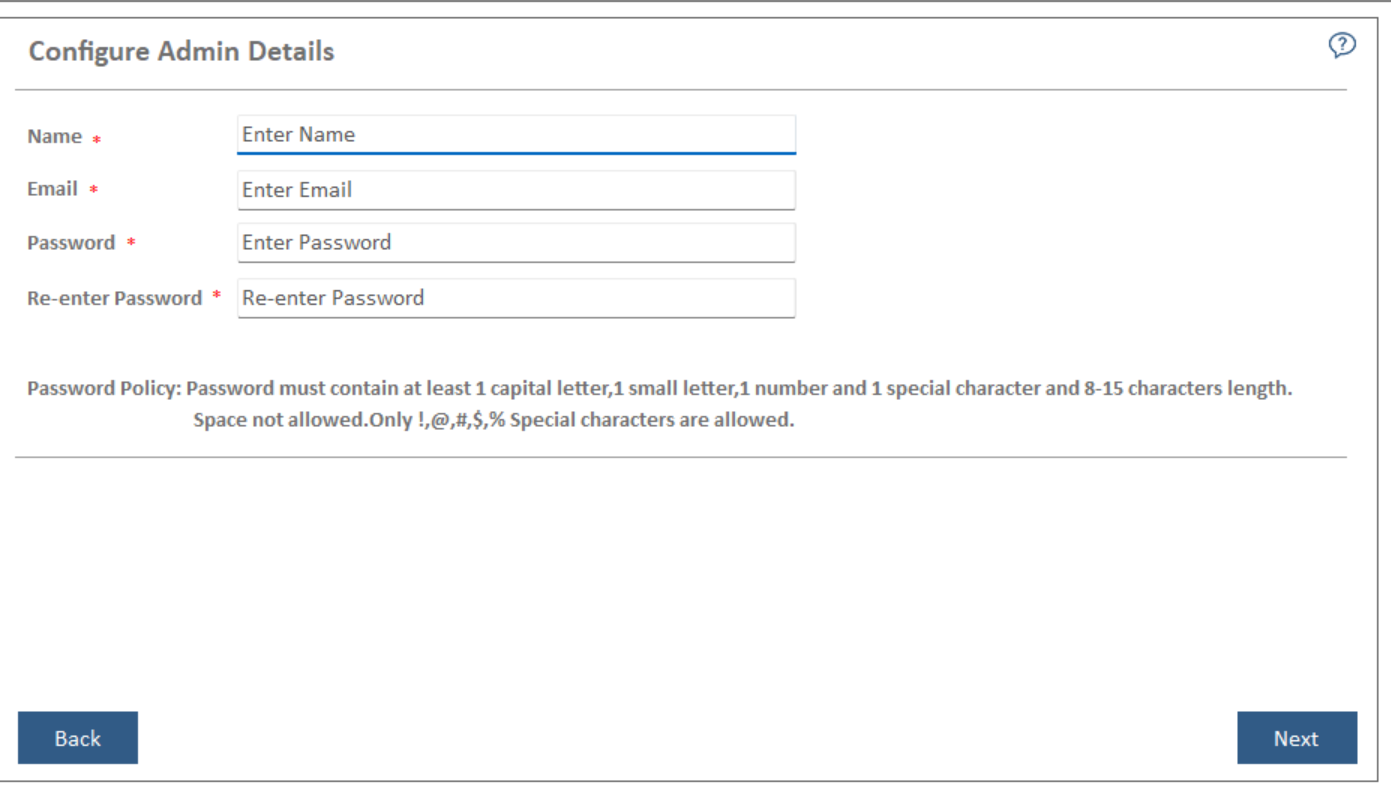 Configure Admin Details